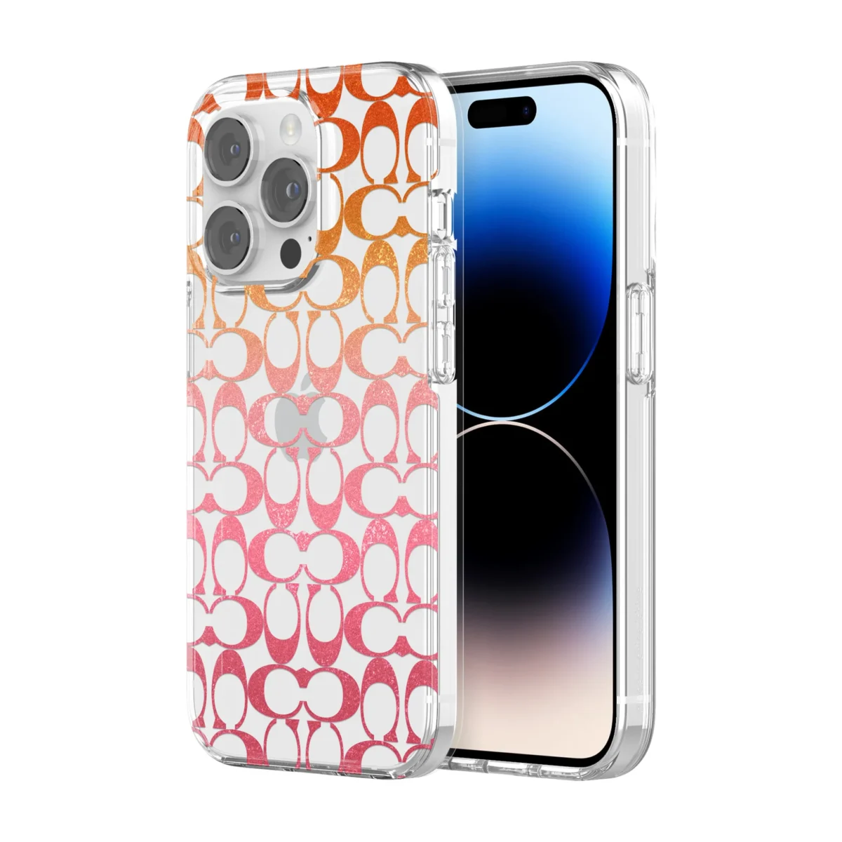 เคส Coach รุ่น Protective Case - iPhone 14 Pro - ลาย Signature C Pink Ombre Glitter | Vgadz