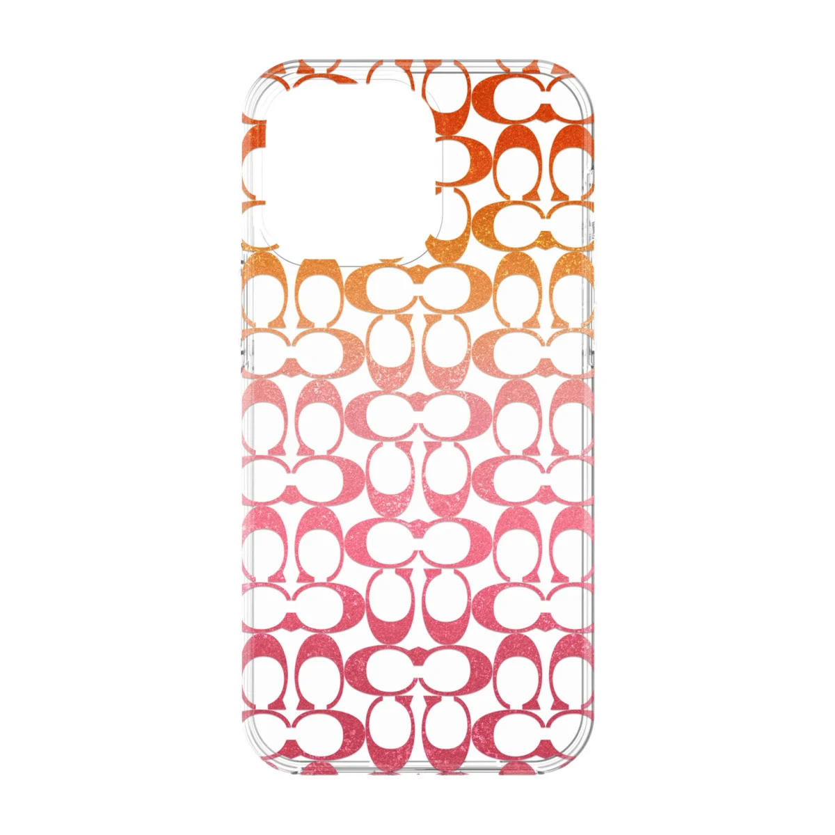 Coach รุ่น Protective Case - เคส iPhone 14 Pro Max - ลาย Signature C Pink Ombre Glitter | Vgadz