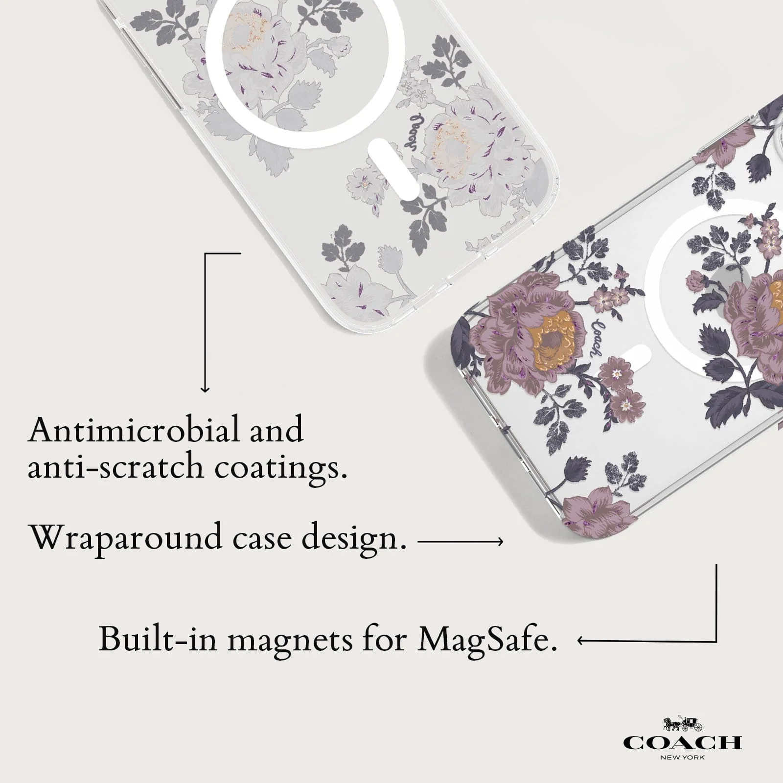 Coach รุ่น Protective with MagSafe - เคส iPhone 15 Pro Max - ลาย Moody Floral | Vgadz