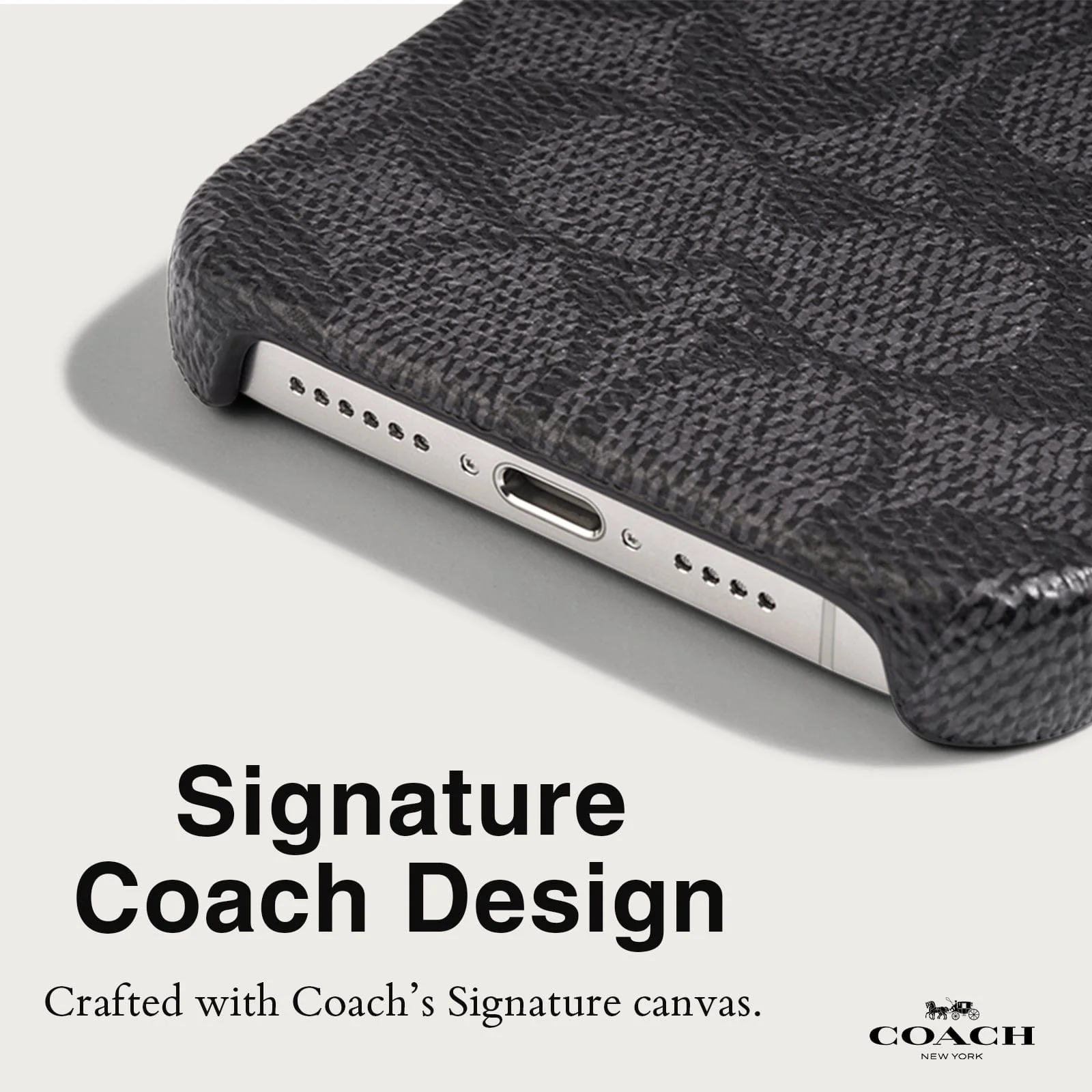 Coach รุ่น Slim Wrap - เคส iPhone 15 Pro Max - ลาย Signature C Charcoal | Vgadz