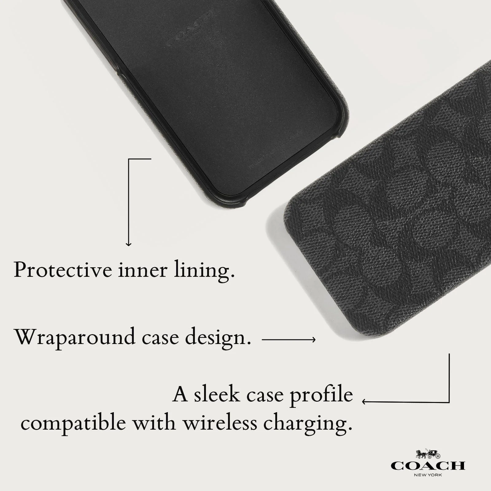 Coach รุ่น Slim Wrap - เคส iPhone 15 Pro Max - ลาย Signature C Charcoal | Vgadz