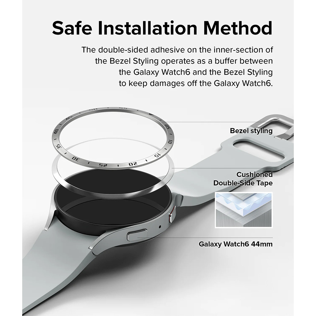 Ringke รุ่น Bezel Styling - ขอบหน้าปัด Galaxy Watch 6 (44mm) - Stainless Steel - สีเงิน | Vgadz
