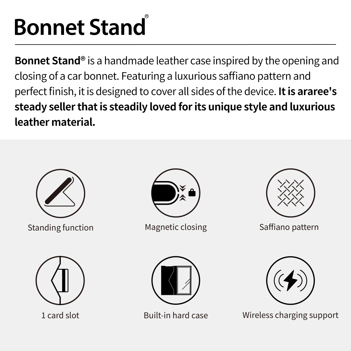 Araree รุ่น Bonnet Stand - เคส Galaxy S24 Ultra - สี Black | Vgadz