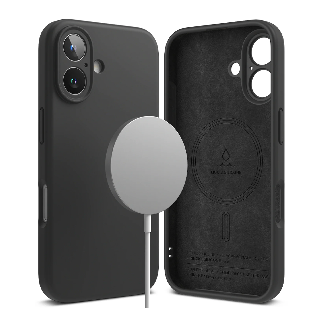 Ringke รุ่น Silicone Magnetic - เคส iPhone 16 Plus - สี Black | Vgadz